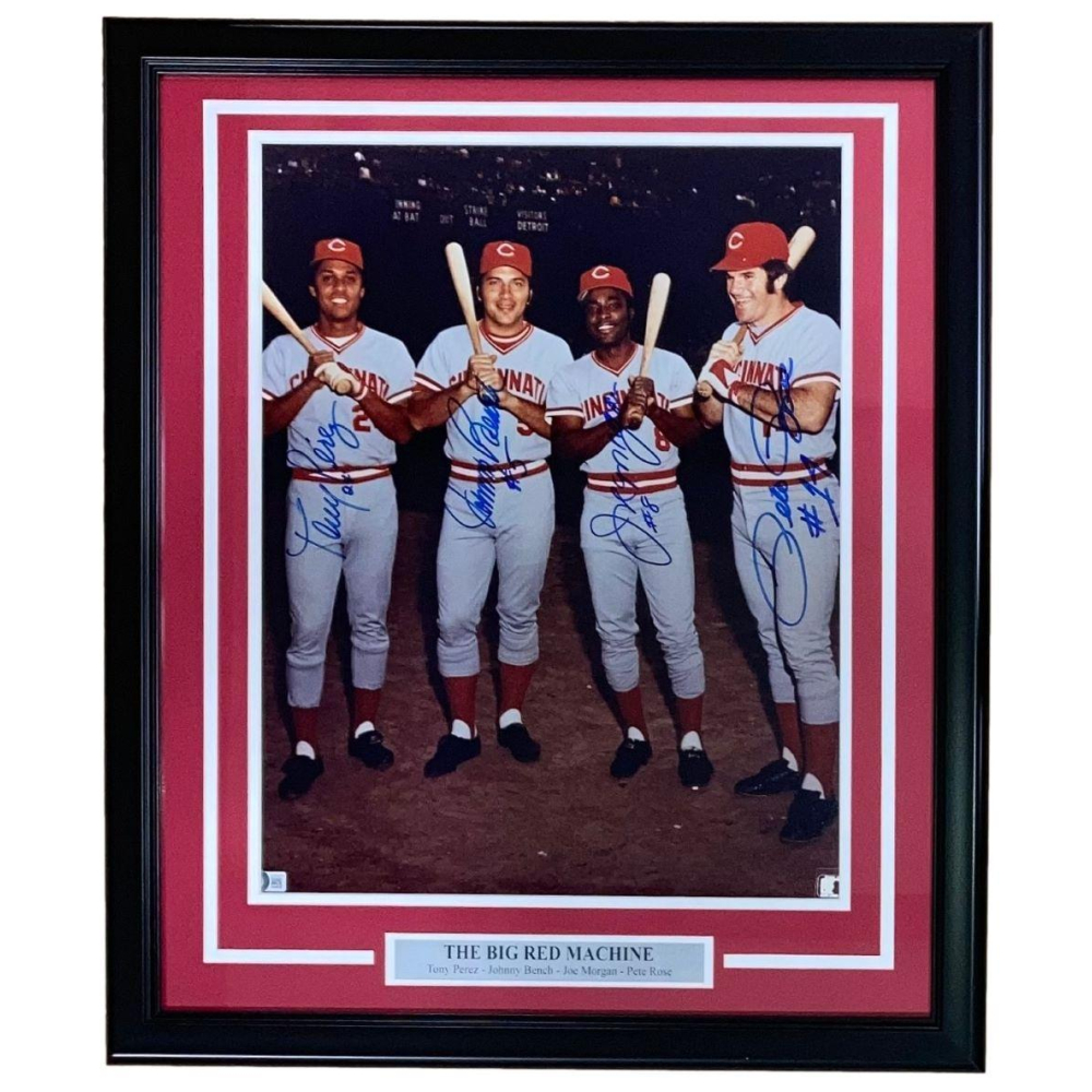 "Big Red Machine" Reds Custom Framed Photo Signed By (4) with Pete Rose ...