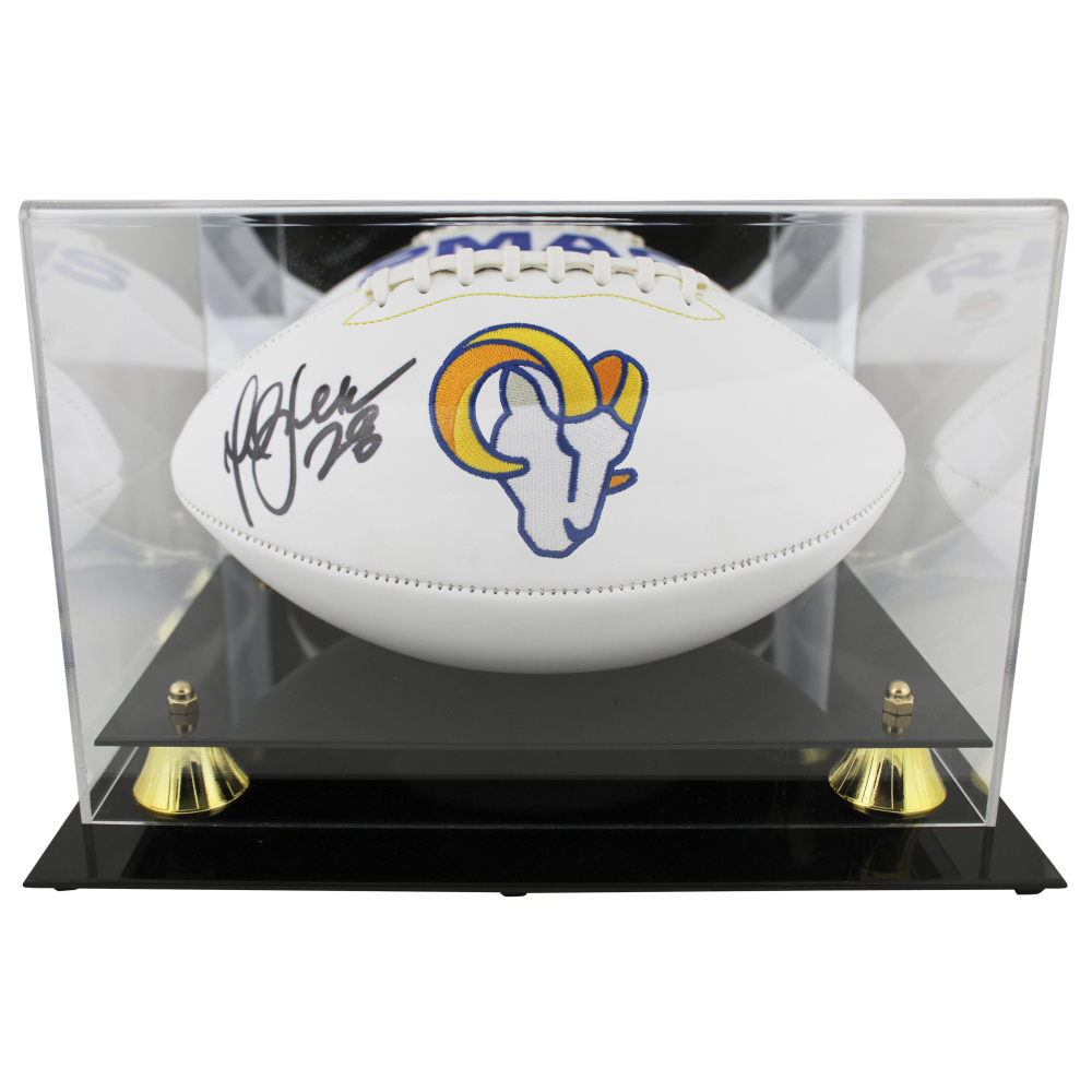 Marshall Faulk Signed Rams Logo Football with Display Case (Beckett ...