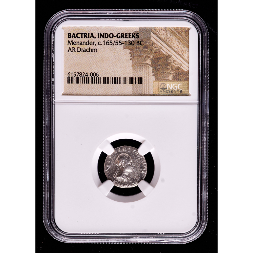 Menander (c.165/55-130 B.C.) Bactria, Indo-Greeks AR Drachm Ancient ...
