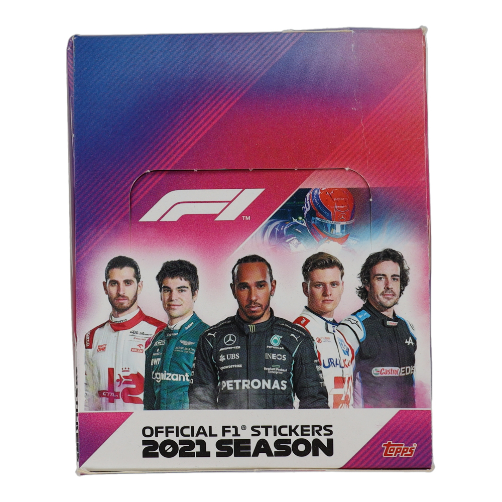 2021 Topps F1 Stickers Display Box with (50) Packets | Pristine Auction