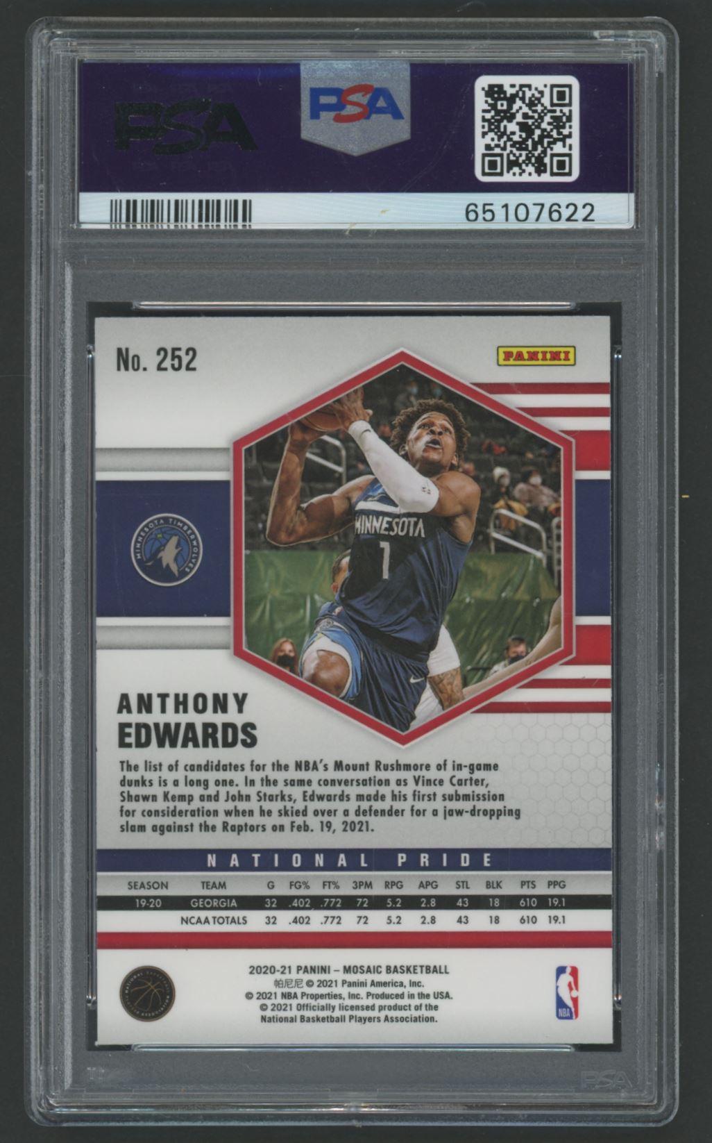 Anthony Edwards 2020-21 Panini Mosaic #252 (PSA 10) | Pristine Auction