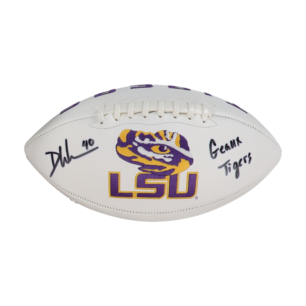 Devin White Signed LSU Tigers Logo Football Inscribed "Geaux Tigers ...