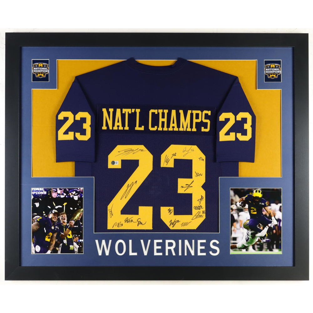 2023 National Champions Michigan Wolverines Custom Framed Jersey ...