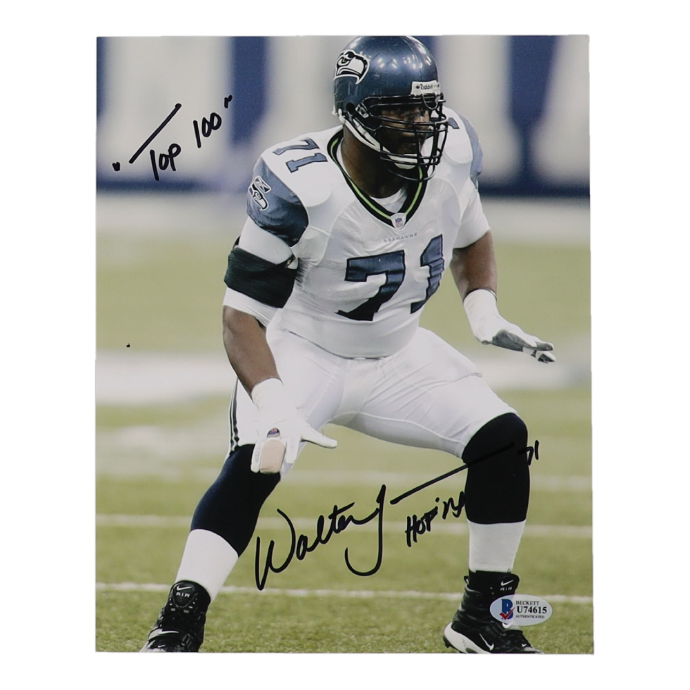 Walter Jones Signed Seahawks 8x10 Photo Inscribed "HOF 14" & "Top 100 ...