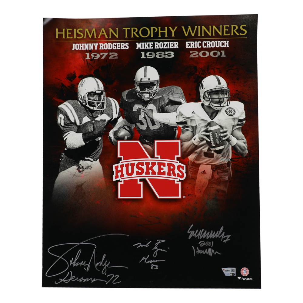 Johnny Rodgers, Mike Rozier & Eric Crouch Signed Nebraska Cornhuskers ...