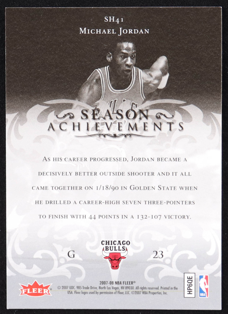 Michael Jordan 2007 Fleer Michael Jordan Season Achievements #SH41 ...