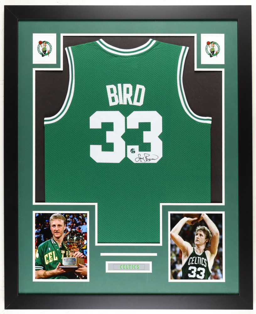 Larry Bird Signed Custom Framed Jersey Display (Bird) | Pristine Auction
