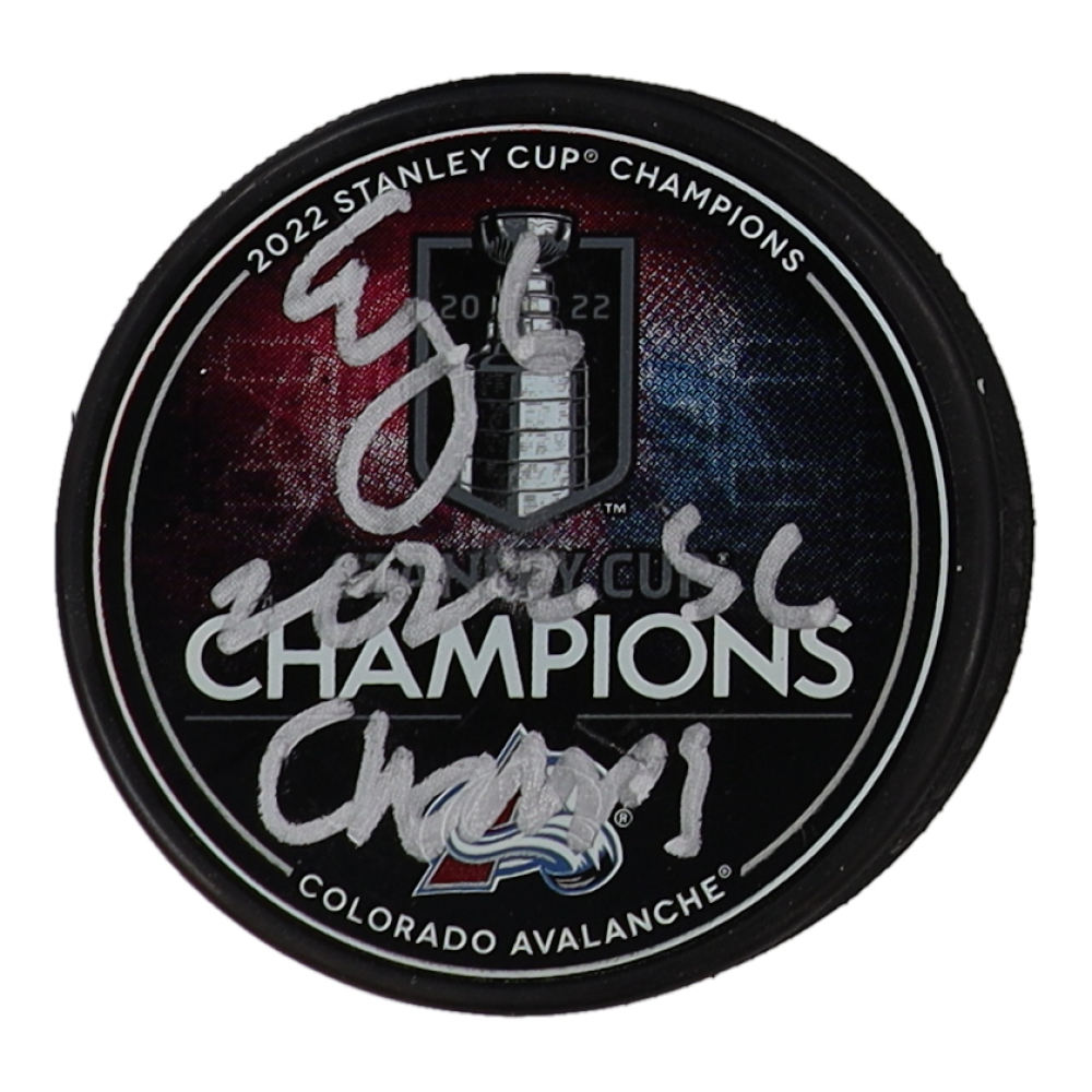 Erik Johnson Signed Avalanche 2022 Stanley Cup Champions Logo Hockey ...