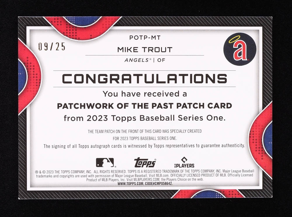Mike Trout 2023 Topps Patchwork of the Past Commemorative Patch ...