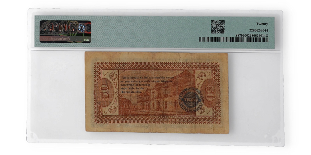 1915 Mexico - Revolutionary, Estado Libre y Soberano - 50 Centavos (PMG ...