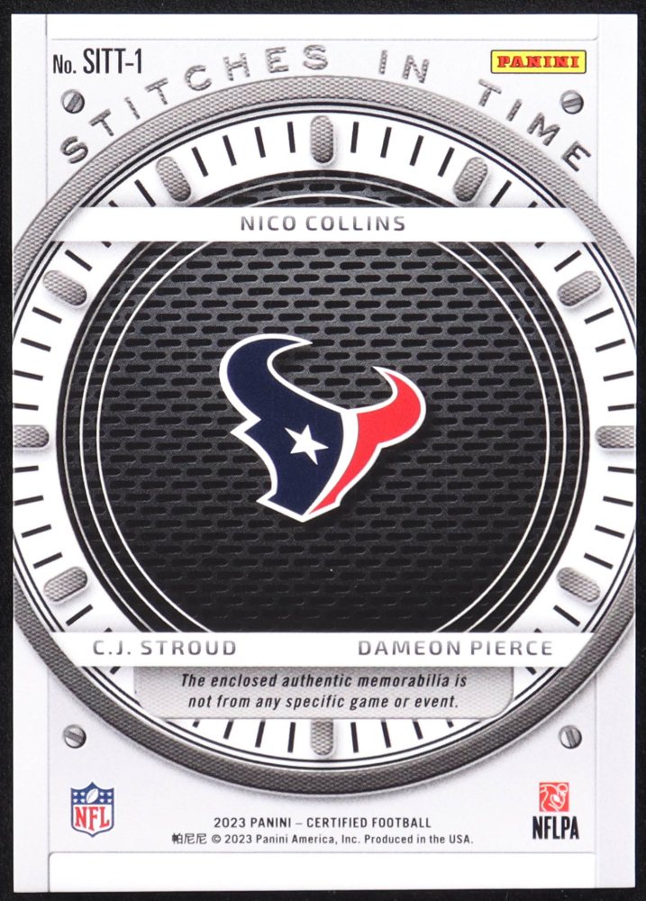 Nico Collins / CJ Stroud / Dameon Pierce 2023 Certified Stitches in ...