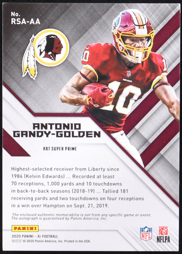 Antonio Gandy-Golden 2020 Panini XR Rookie Triple Swatch Autographs ...