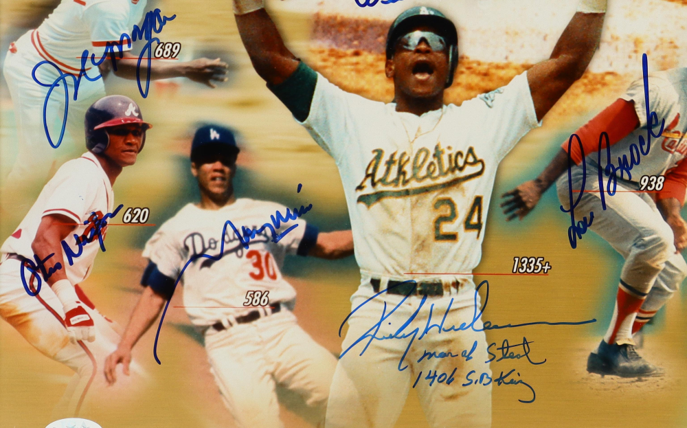 500 Stolen Base Club Custom Framed Photo Signed By (15) with Rickey ...