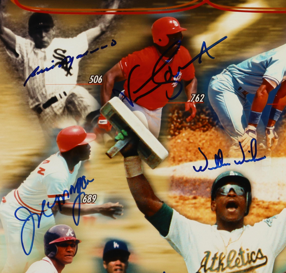500 Stolen Base Club Custom Framed Photo Signed By (15) with Rickey ...