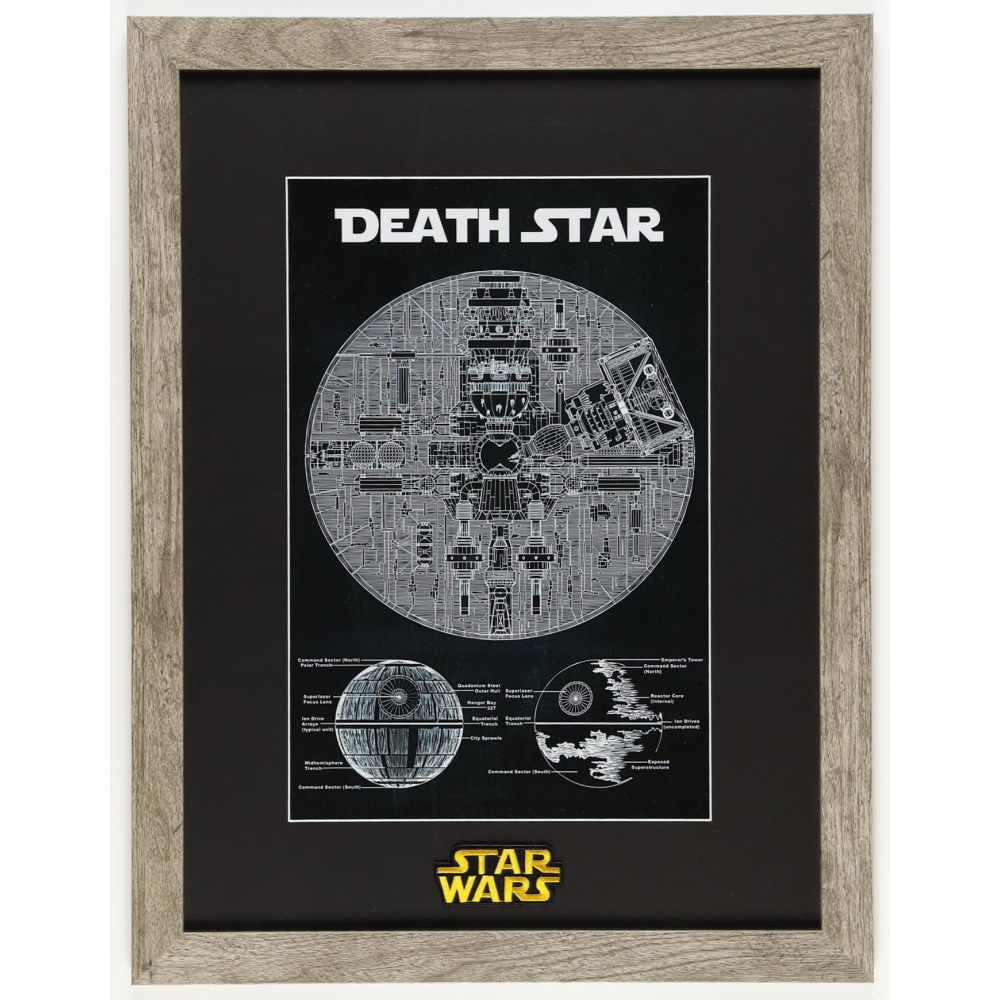 "Star Wars" Death Star Blueprint Custom Framed Canvas Print display ...
