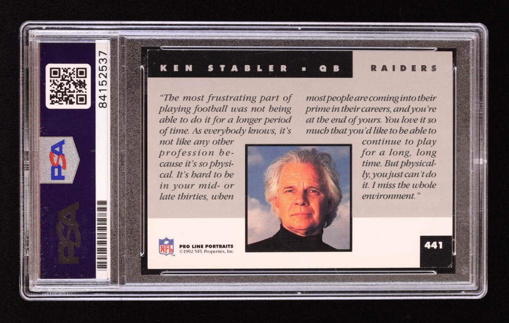 Ken Stabler Signed 1992 Pro Line Portraits National Convention #441 RET ...