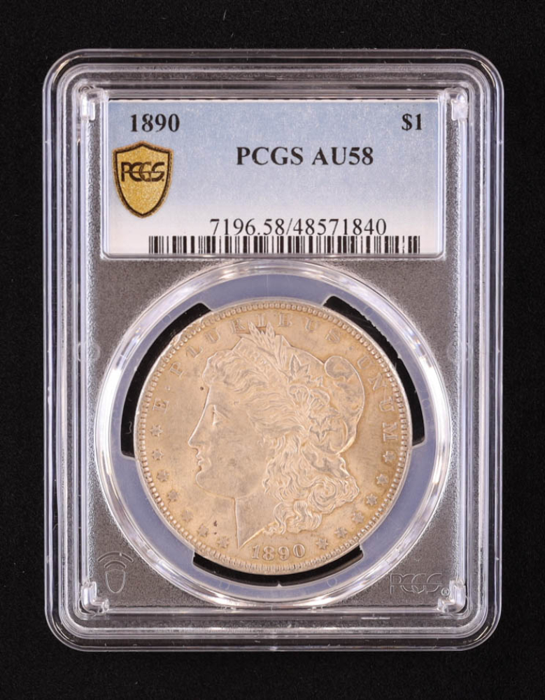 1890 Morgan Silver Dollar - Gold Shield (PCGS AU58) | Pristine Auction