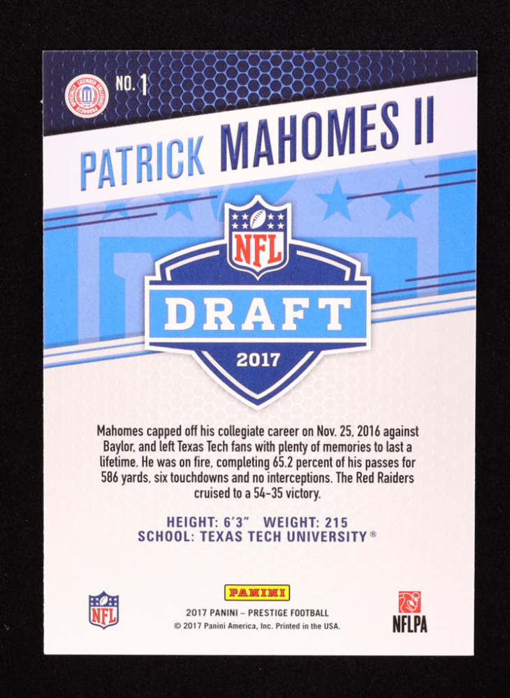 Patrick Mahomes II 2017 Prestige Draft Big Board #1 RC | Pristine Auction