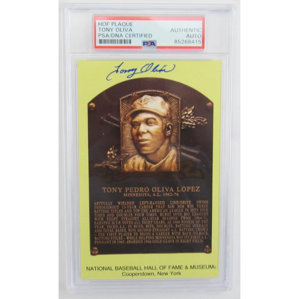Tony Oliva Signed Hall of Fame Plaque Postcard (PSA) | Pristine Auction