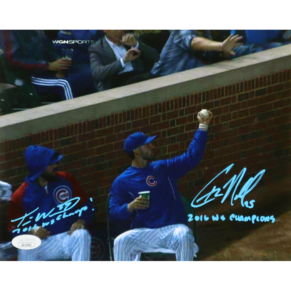 Travis Wood & Chad Noble Signed Cubs 8x10 Photo Inscribed "2016 WS ...
