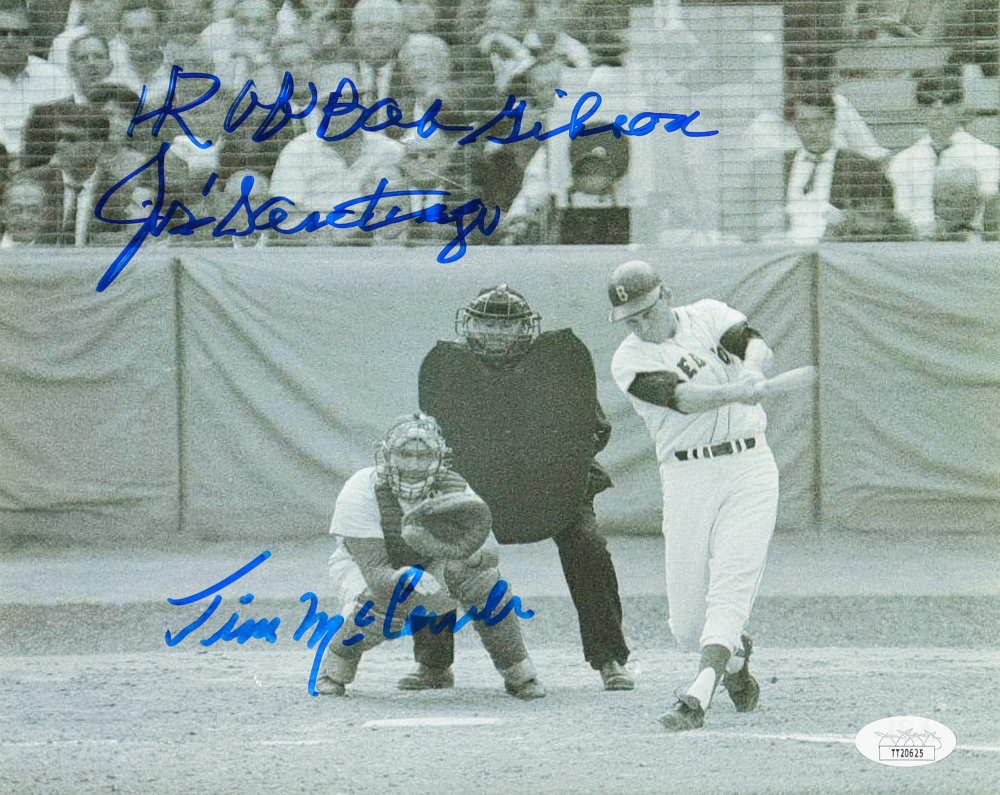 José Santiago & Tim McCarver Signed 8x10 Photo Inscribed "I Rob Bob ...