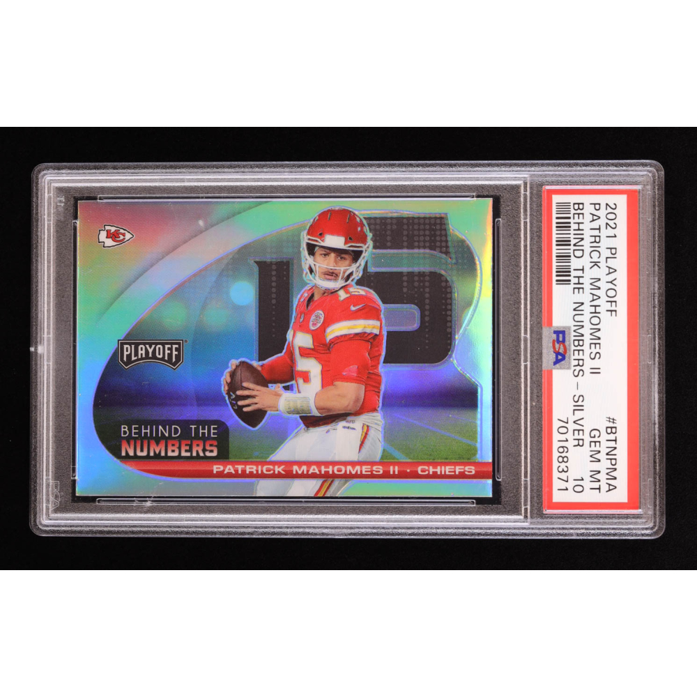 Patrick Mahomes II 2021 Playoff Behind the Numbers Silver #4 (PSA 10 ...