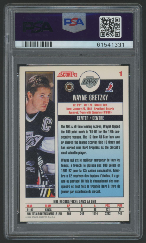 Wayne Gretzky Signed 1992-93 Score Canadian #1 (PSA) | Pristine Auction