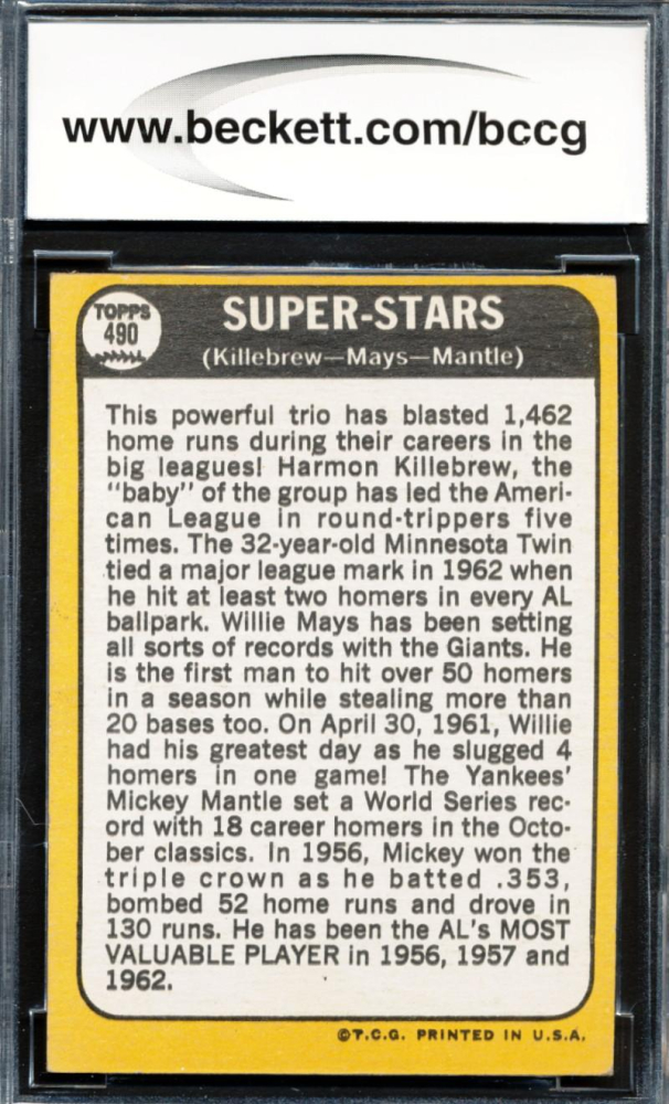 Harmon Killebrew / Willie Mays / Mickey Mantle 1968 Topps #490 Super ...