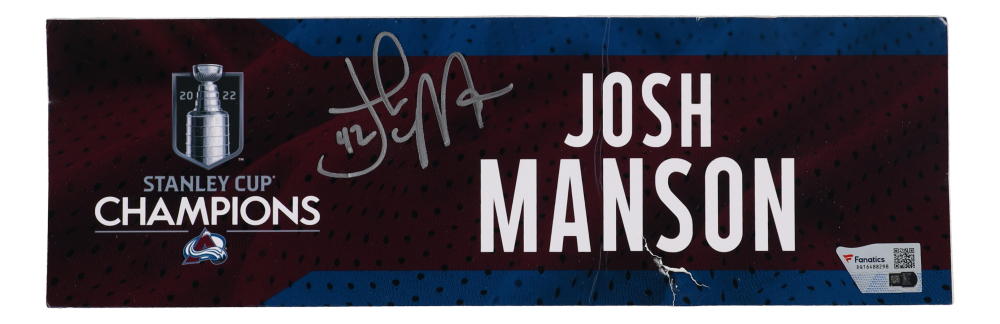 Josh Manson Signed 2022 Stanley Cup Champions Nameplate (Fanatics ...