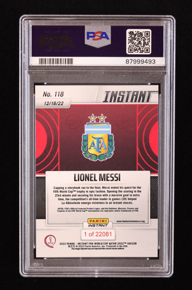 Lionel Messi 2022 Panini Instant FIFA World Cup #118 (PSA 10 ...