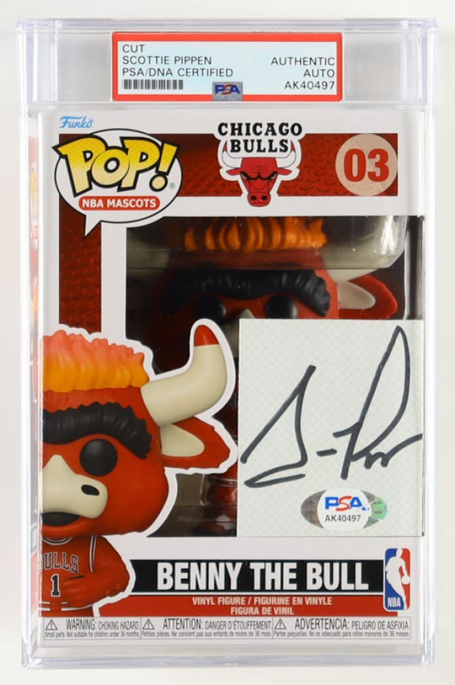 Scottie Pippen Signed Cut with Chicago Bulls #03 "Benny The Bull" Funko ...