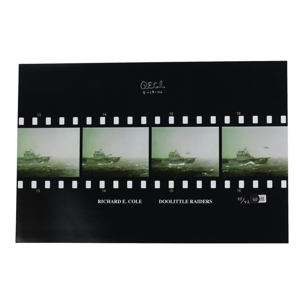Richard "RE" Cole Signed LE 12x18 Photo Inscribed "4-18-42" (Beckett ...