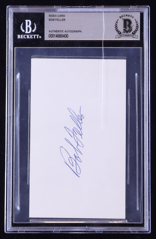 Bob Feller Signed Index Card (BAS) | Pristine Auction