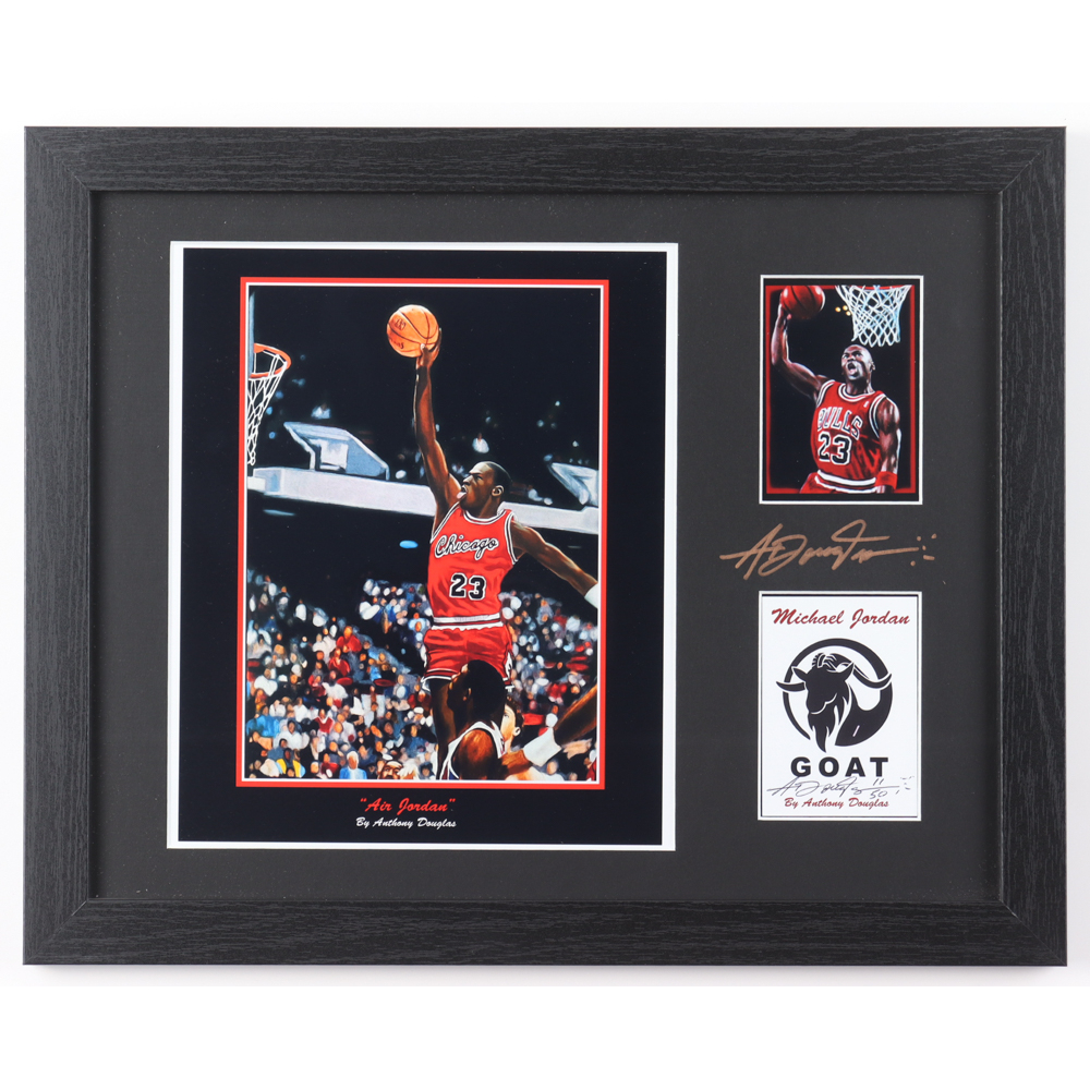"Michael Jordan - The Goat - NBA" LE Custom Framed Lithograph Signed By ...