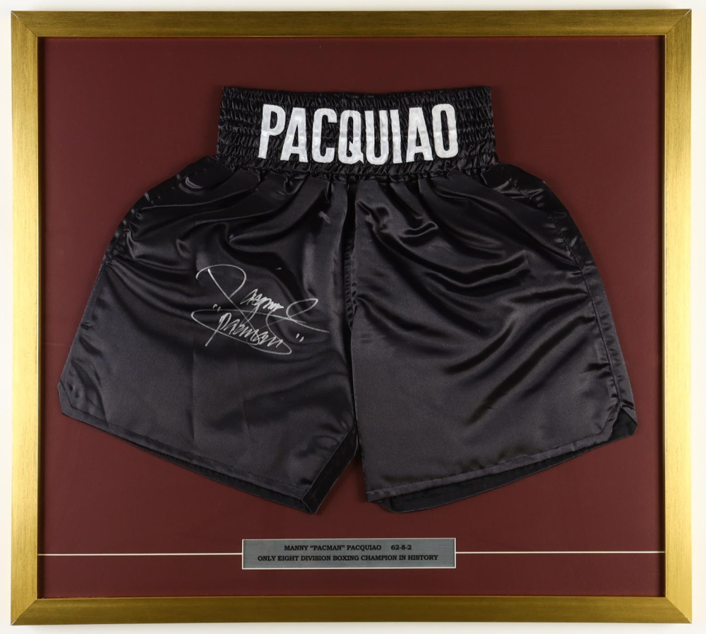 Manny Pacquiao Signed Custom Framed Boxing Trunks Display Inscribed ...