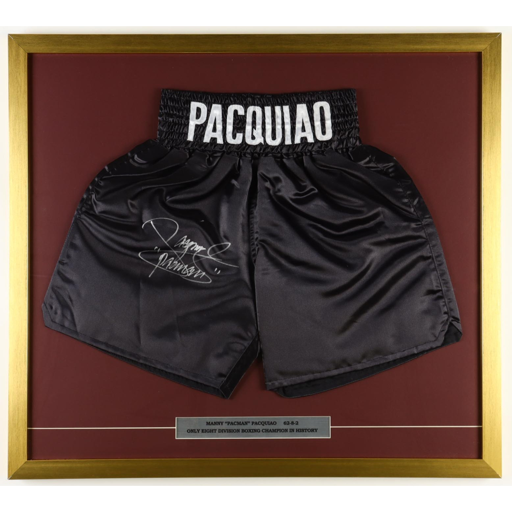 Manny Pacquiao Signed Custom Framed Boxing Trunks Display Inscribed ...