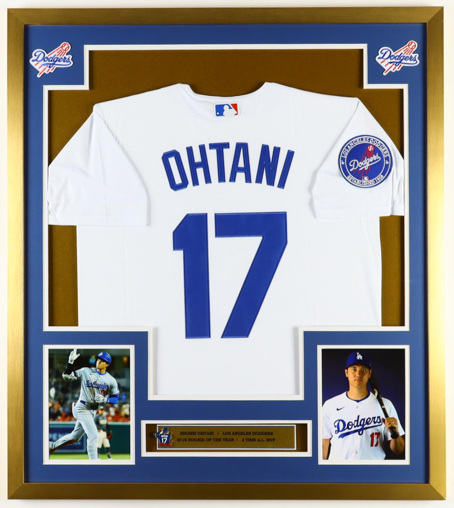 Shohei Ohtani Dodgers Custom Framed Jersey Display with Shotime Pin ...
