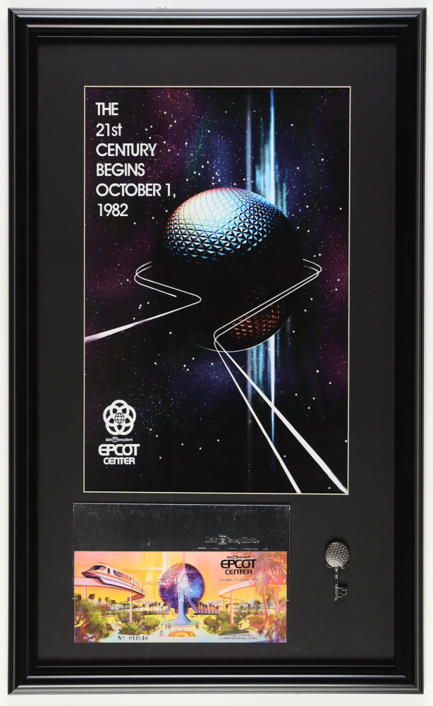 Disney World's Epcot Custom Framed Display with Key Pin & Program ...