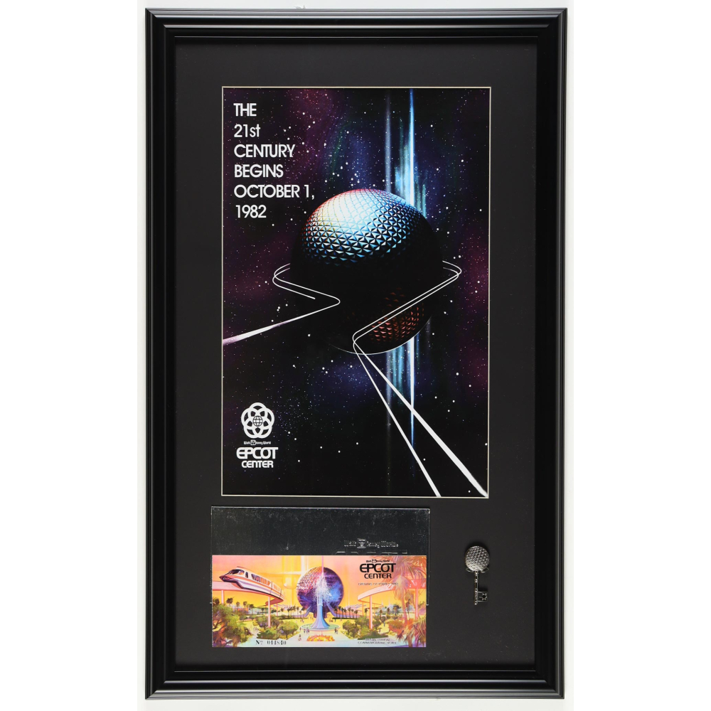 Disney World's Epcot Custom Framed Display with Key Pin & Program ...