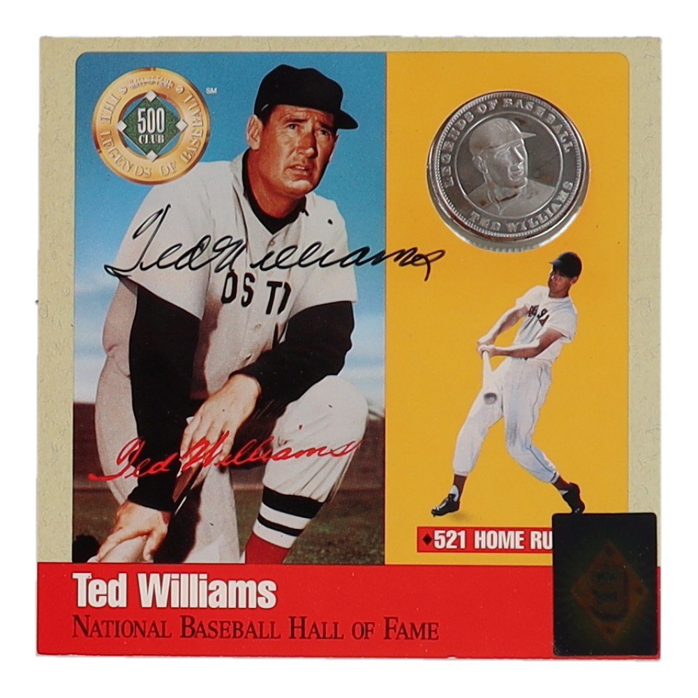Ted Williams Signed Red Sox Hall Of Fame Cooperstown Photo Card with ...