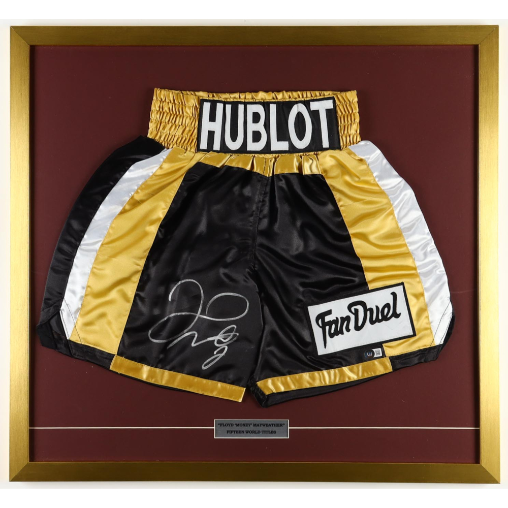 Floyd Mayweather Signed Custom Framed Boxing Trunks Display (Beckett ...