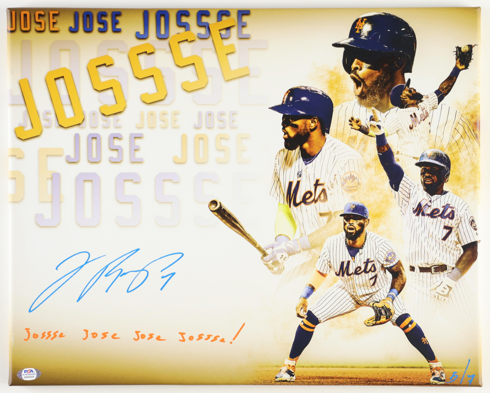 Jose Reyes Signed Mets 16x20 Print on Canvas Inscribed "Jossse Jose ...