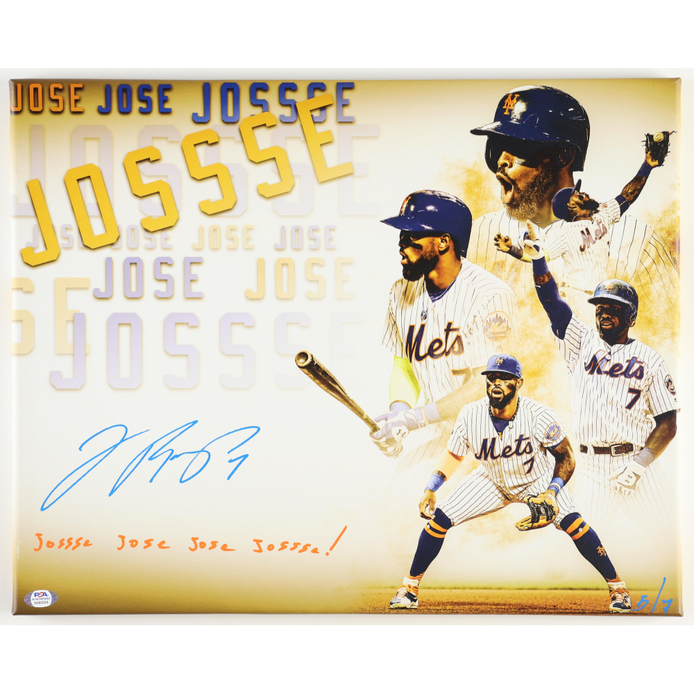 Jose Reyes Signed Mets 16x20 Print on Canvas Inscribed "Jossse Jose ...