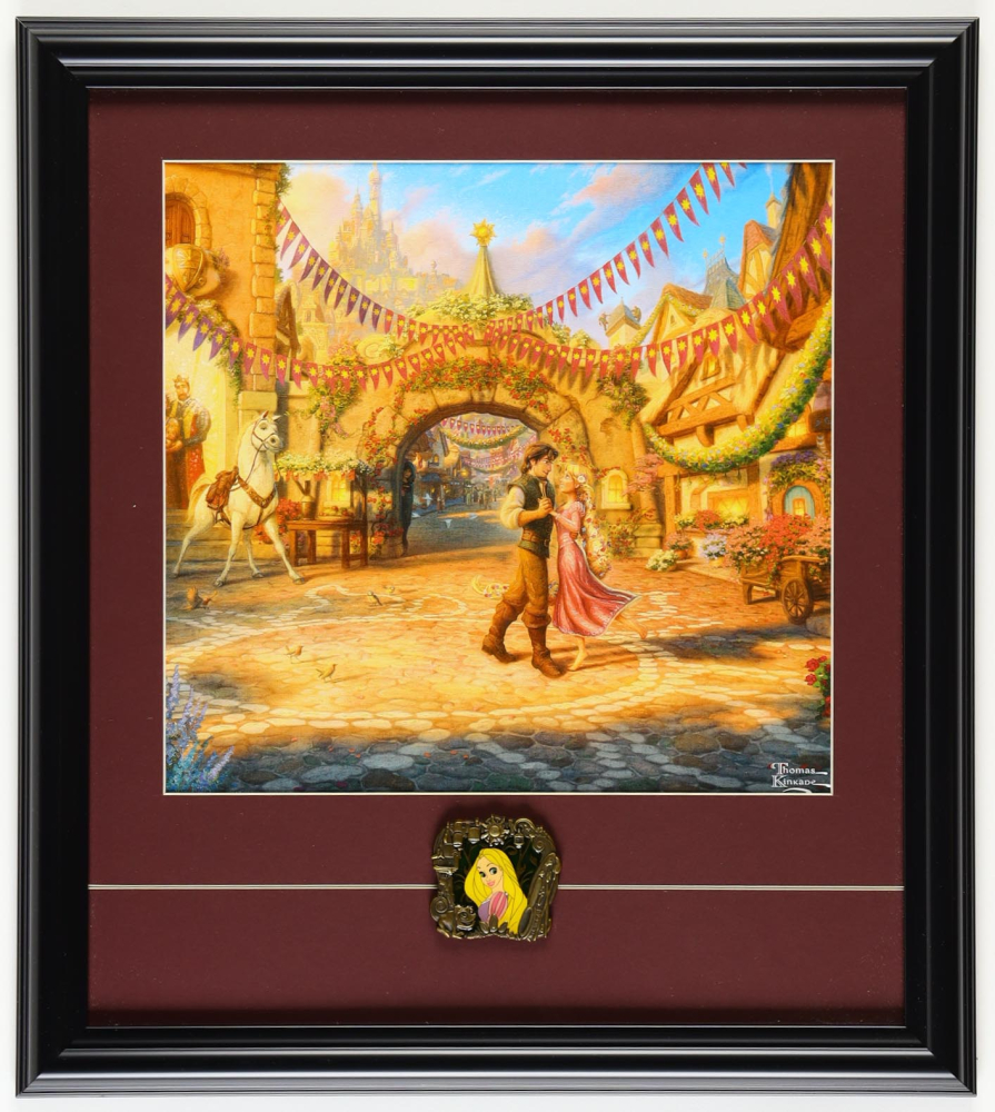 Thomas Kinkade Walt Disney's "Tangled" Custom Framed Print Display With ...