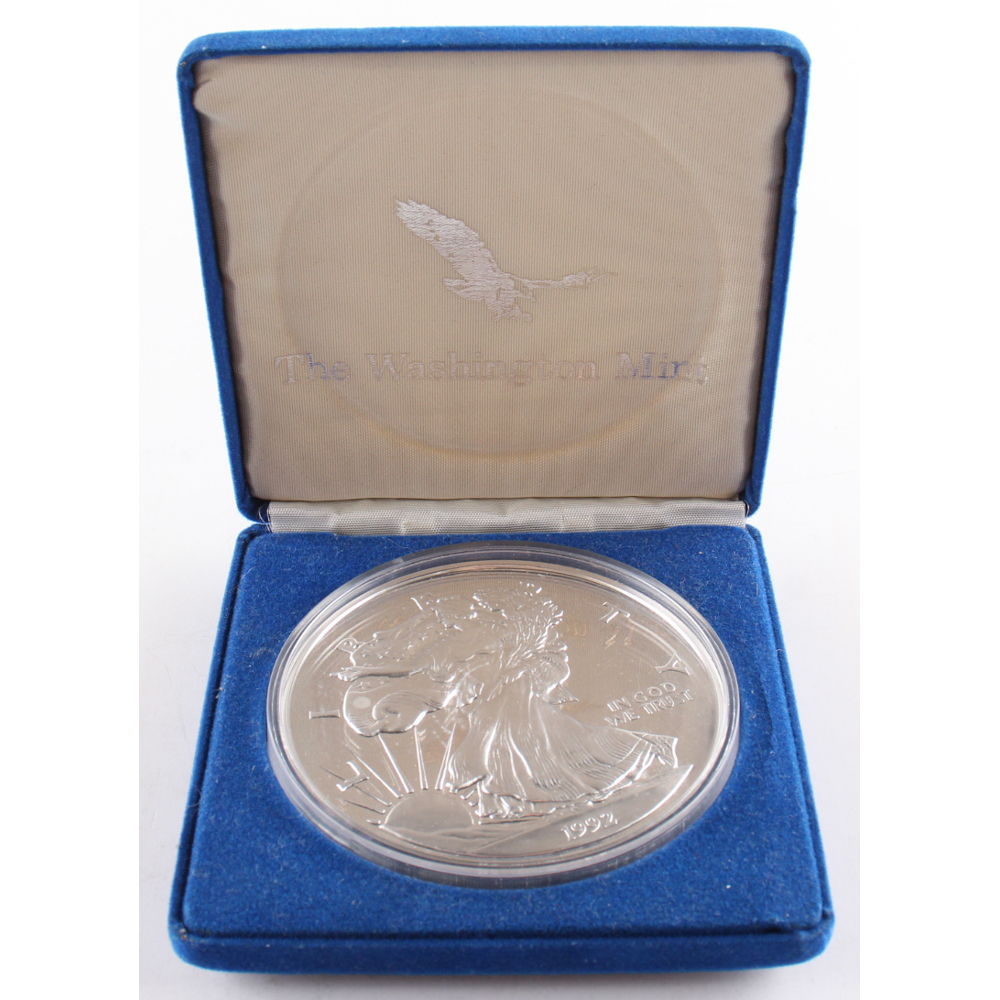 1992 The Washington Mint Giant Half Pound Silver Eagle Proof .999 Pure ...