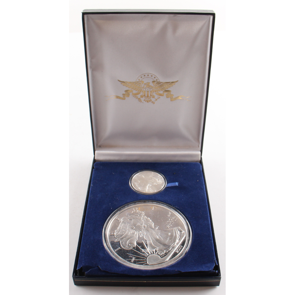 2010 Giant Half Pound Silver Eagle & 2010 1 oz Proof .999 Pure Silver ...
