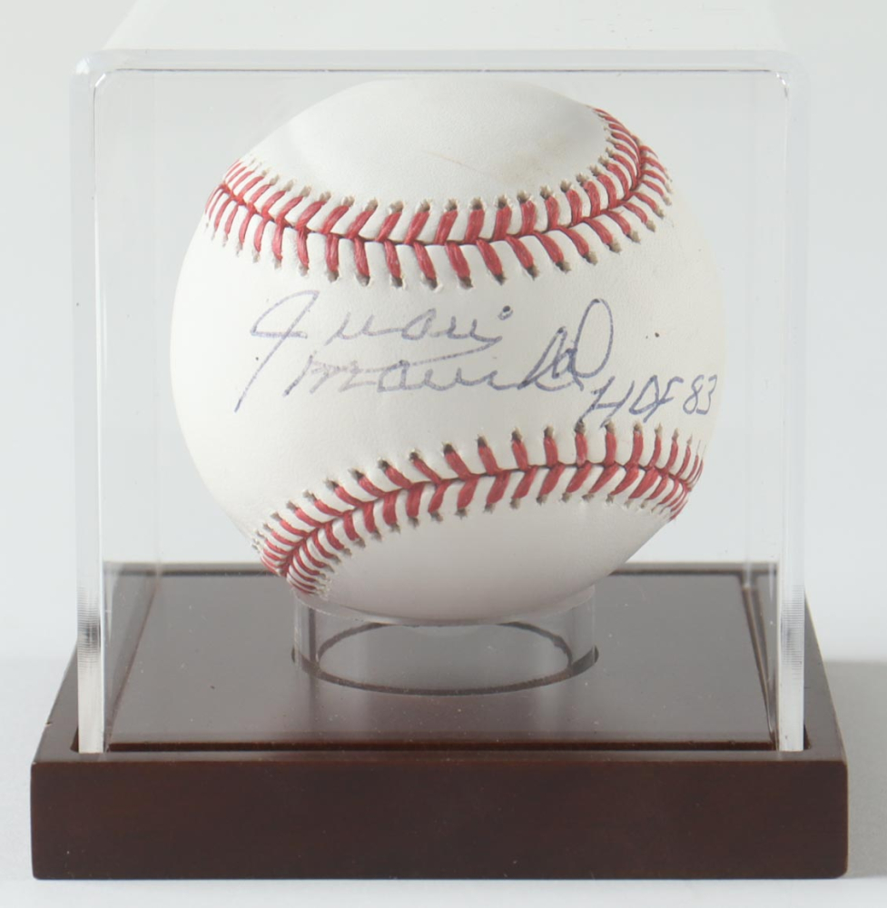 Juan Marichal Signed OML Baseball Inscribed "HOF '83" with Display Case ...