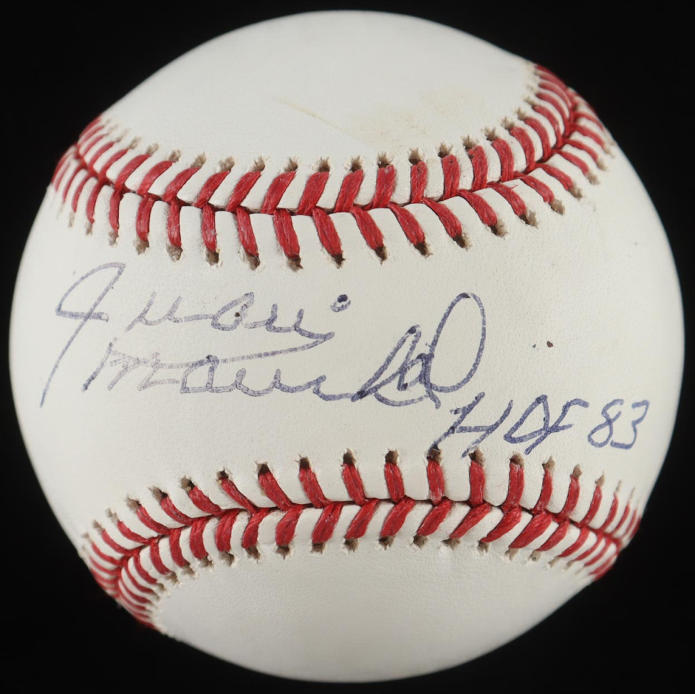 Juan Marichal Signed OML Baseball Inscribed "HOF '83" with Display Case ...
