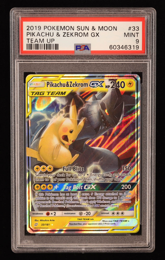 Pikachu & Zekrom GX 2019 Pokemon Sun and Moon Team Up #33 (PSA 9) | Pristine Auction
