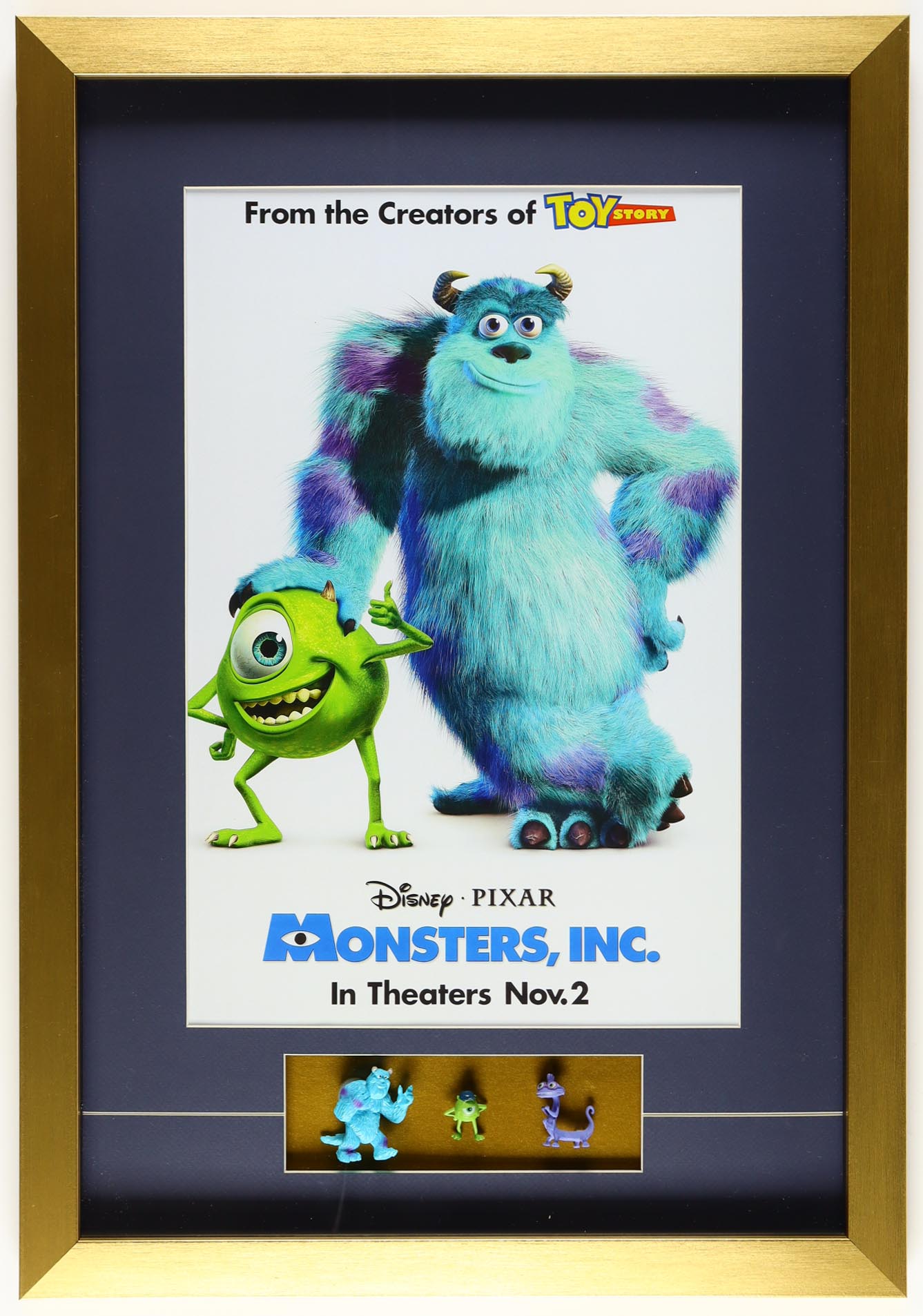 Disney Pixar "Monsters, Inc" Custom Framed Print Display With (3) Toy ...